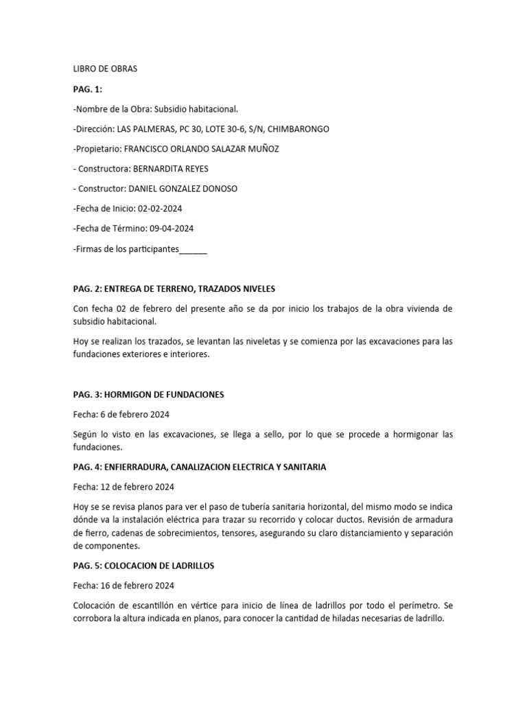 LIBRO DE OBRAS | PDF | Ingeniería de Edificación
