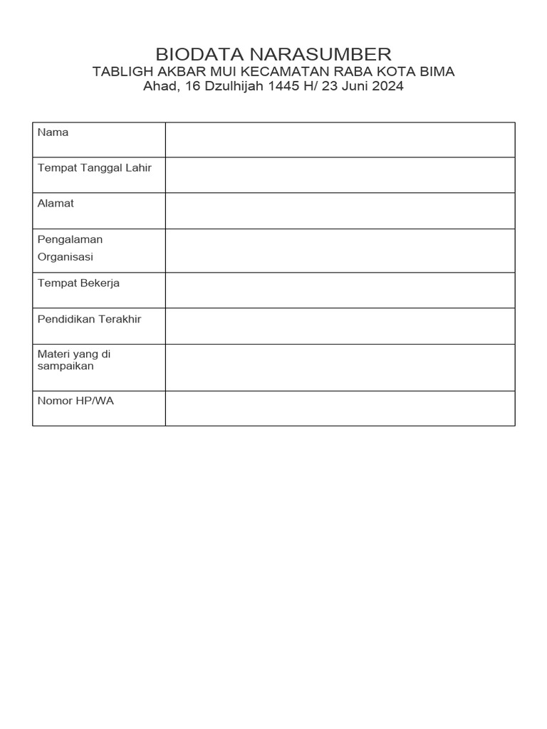 Contoh Biodata Narasumber Pdf