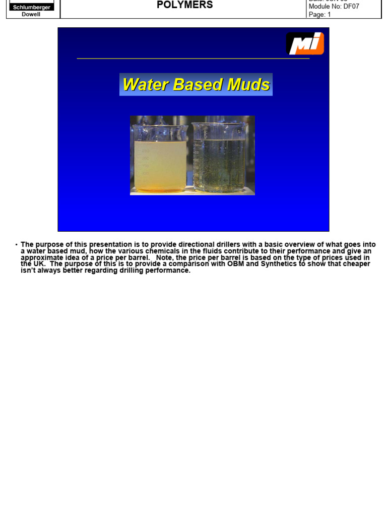 Water Based Muds | PDF | Starch | Polymers