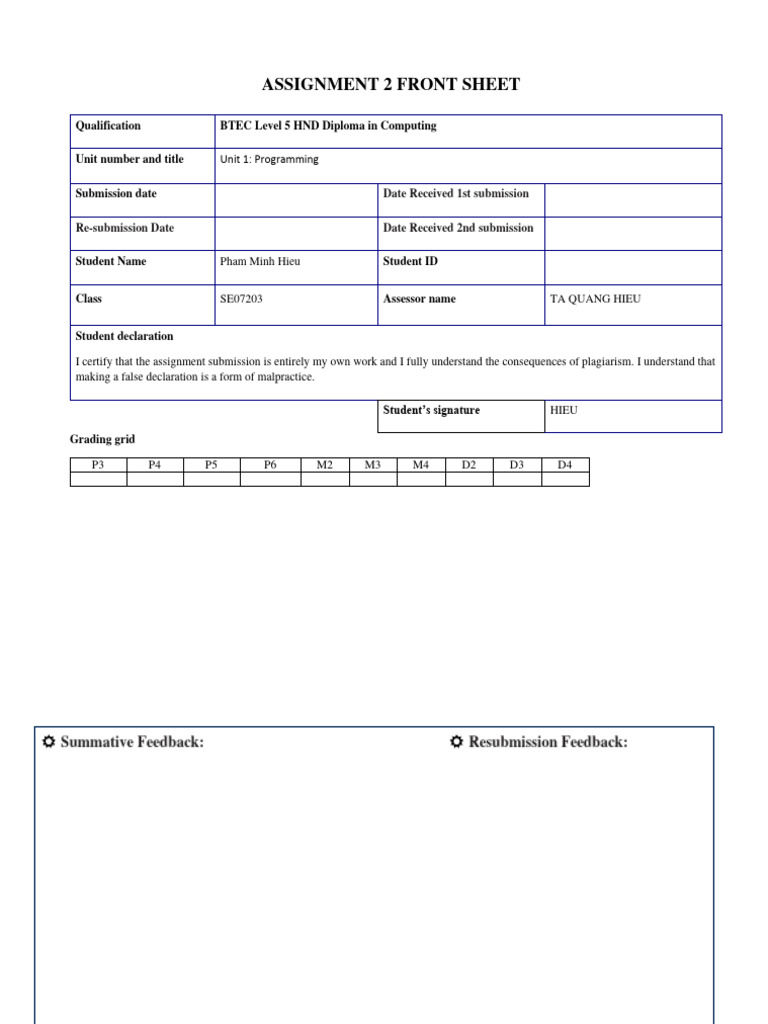 BH 01671 Progaming Asm2 Pham Minh Hieu BH01671 Seo07203 | PDF | Method ...