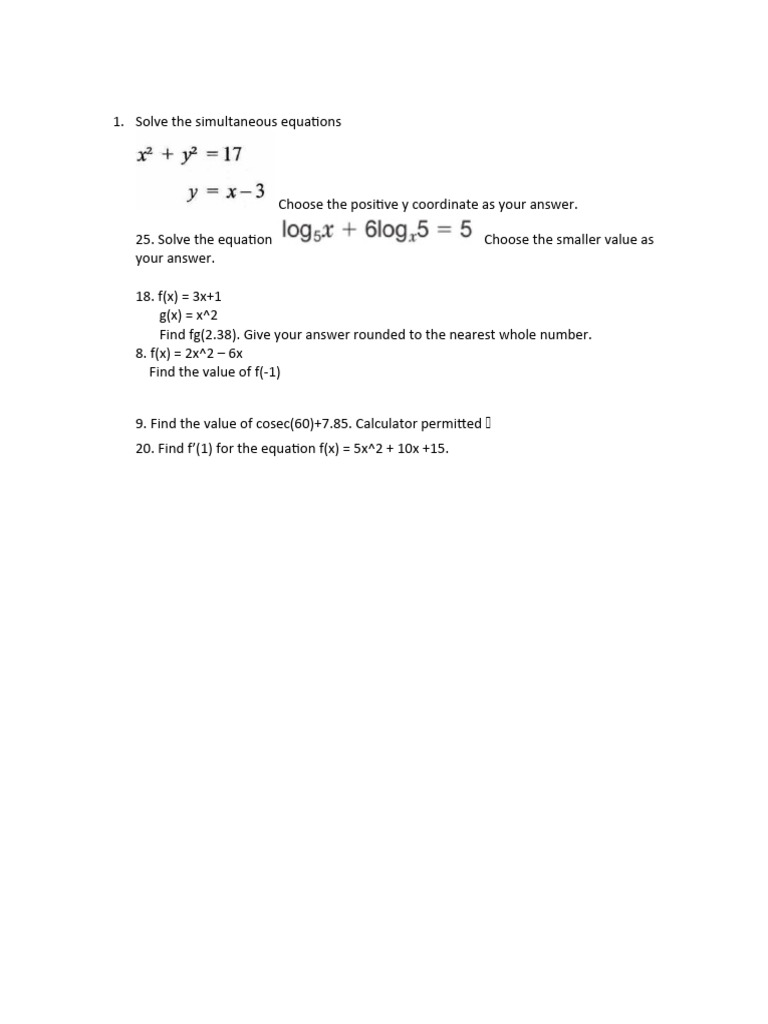 Math Problem Solutions and Calculations | PDF