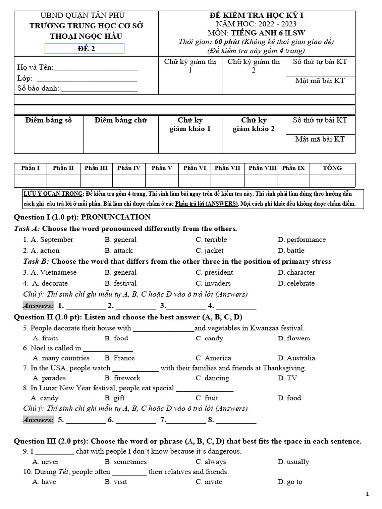 TNH - KTĐKGHK2 - ĐỀ - TA6 - Đề 2 - NH2223 | PDF