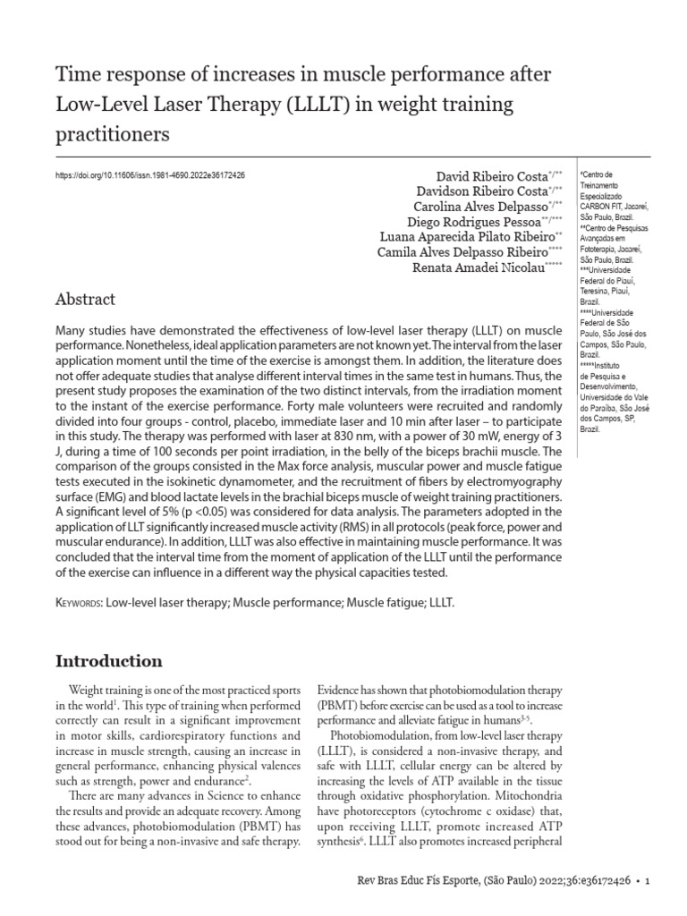 Muscle Performance Boost with LLLT | PDF | Electromyography | Clinical ...
