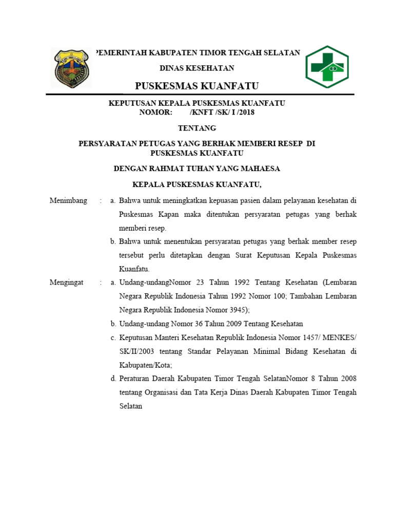 8.2.2.1 SK Persyaratan Resep | PDF | Pengembangan Diri | Kesehatan Holistik