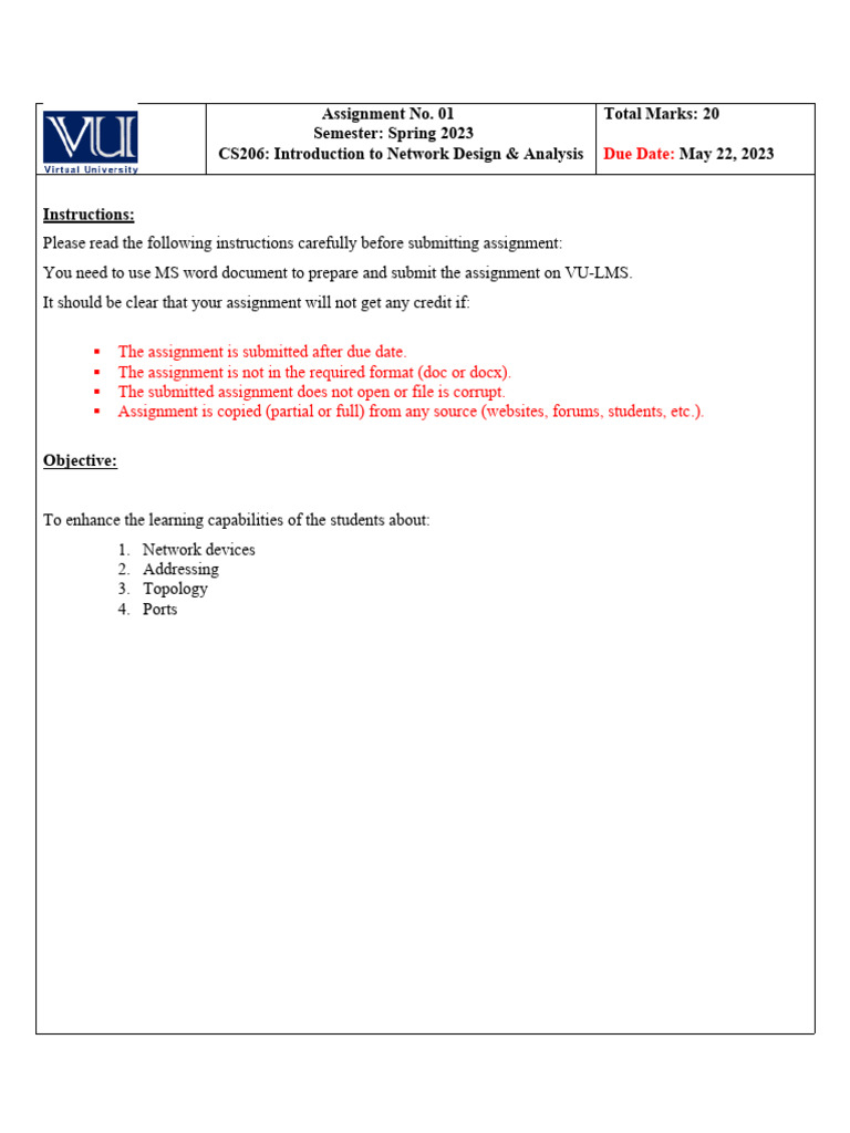 Spring 2023 - CS206 - 1 | PDF | Computer Network | Information And Communications Technology