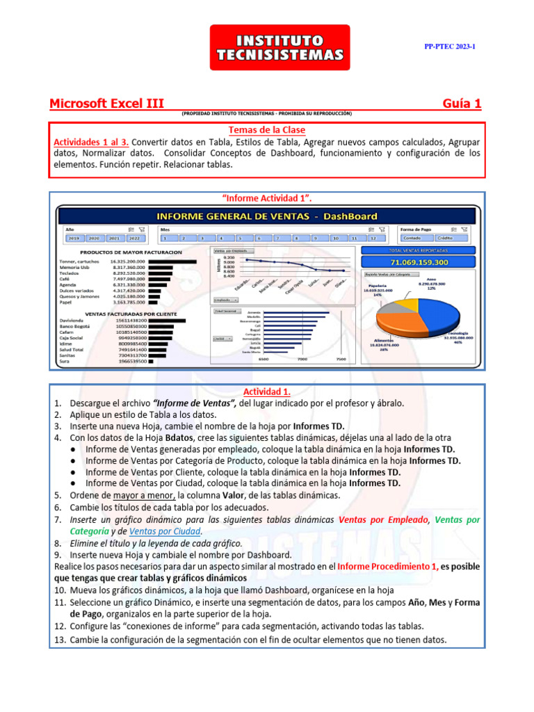 Microsoft Excel III Guía 1 | PDF | Microsoft Excel | Software