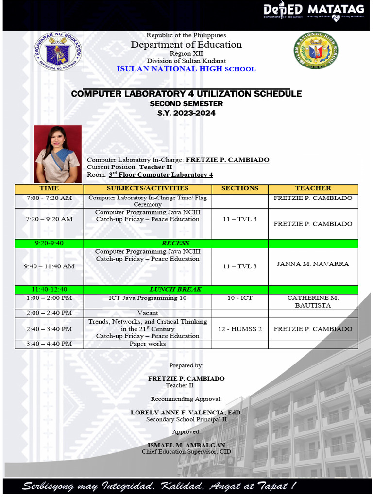 Comlab Utilization Schedule | PDF