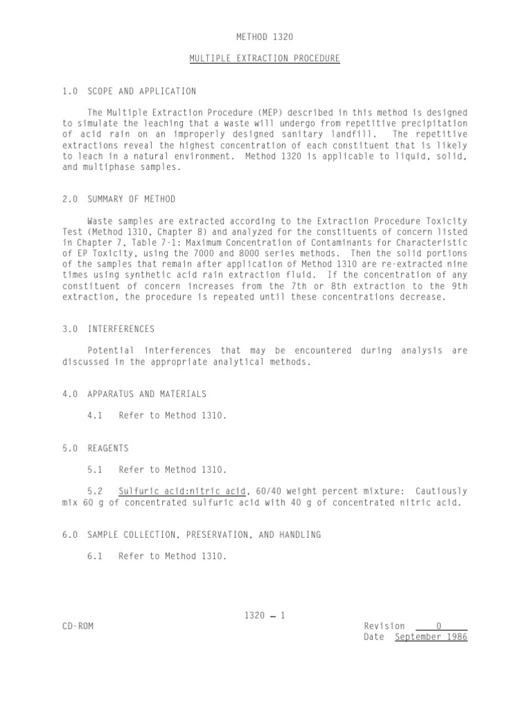 Multiple Extraction Procedure for Waste Analysis | PDF | Nitric Acid ...