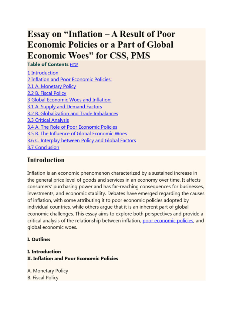 Inflation: Poor Policies vs. Global Factors | PDF | Inflation | Fiscal ...
