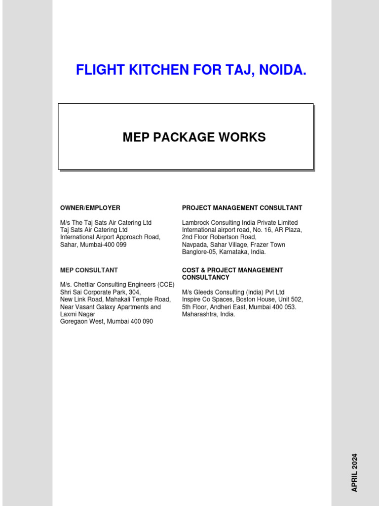 Mep Works Tender - Taj Sats Noida | PDF | Specification (Technical Standard) | Architect