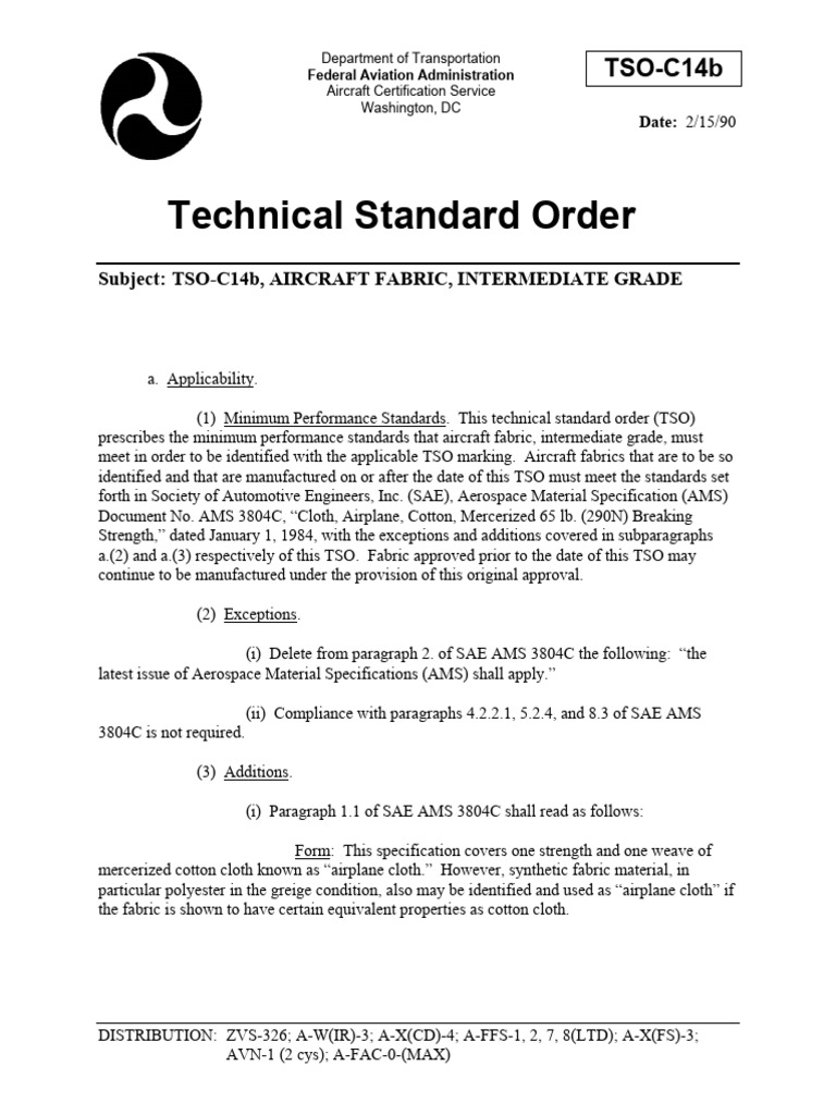 TSO-C14b | PDF | Textiles | Yarn