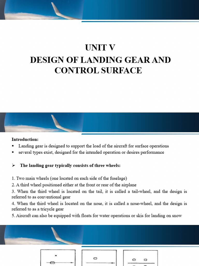 Aircraft Design Unit 5 | PDF | Landing Gear | Flight Control Surfaces