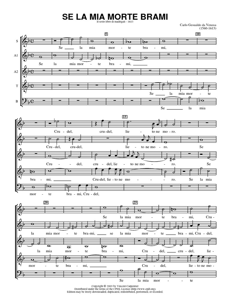 Gesualdo - Se La Mia Morte Brami - Partitura - 240529 - 161031 | PDF
