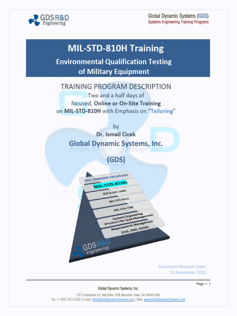 GDS MIL-STD-810H Training Desription EN - 2023.11.13 | PDF | Engineering