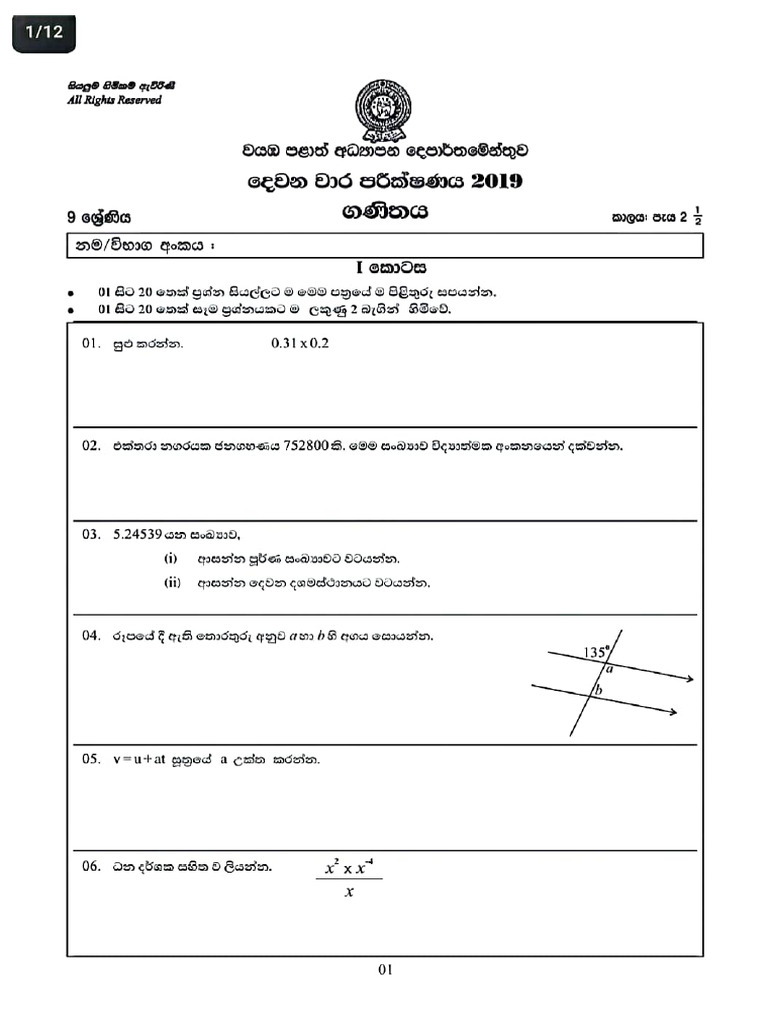 Grade 9 Second Term Test Paper | PDF