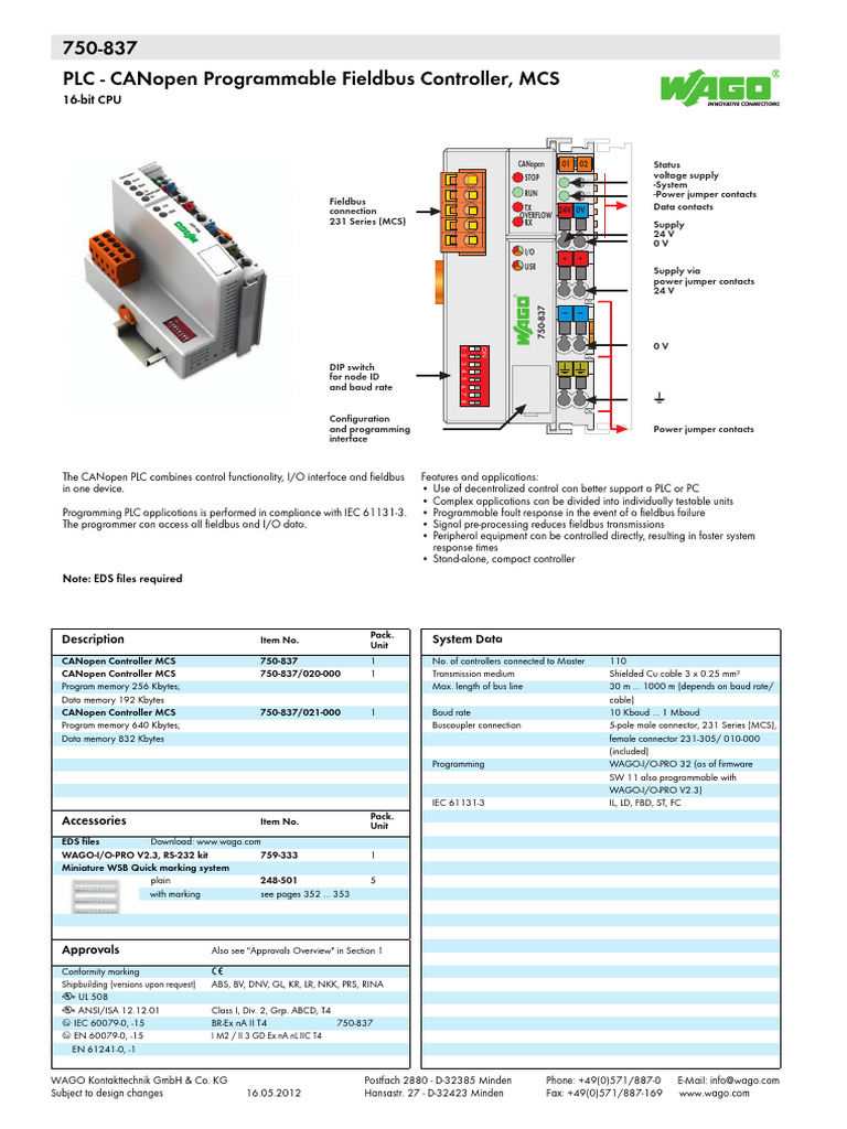 Carte Wago | PDF | Programmable Logic Controller | Input/Output