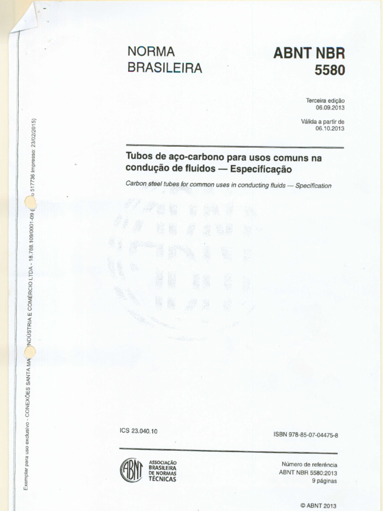 ABNT - NBR 5580 | PDF