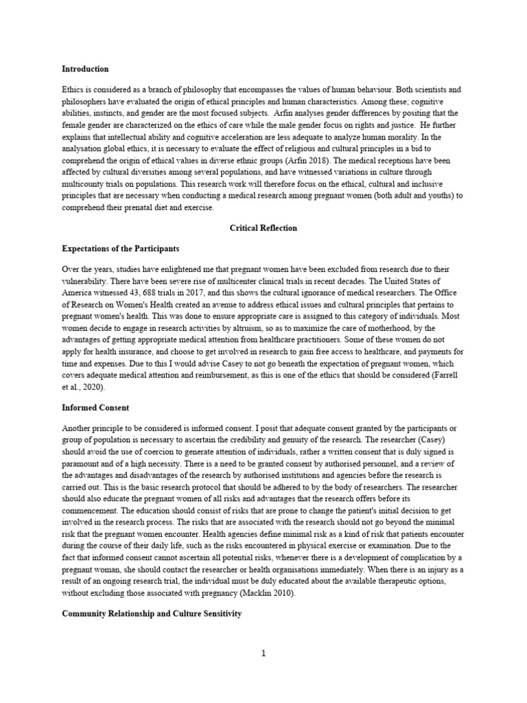 Critical Reflection | PDF | Informed Consent | Gender