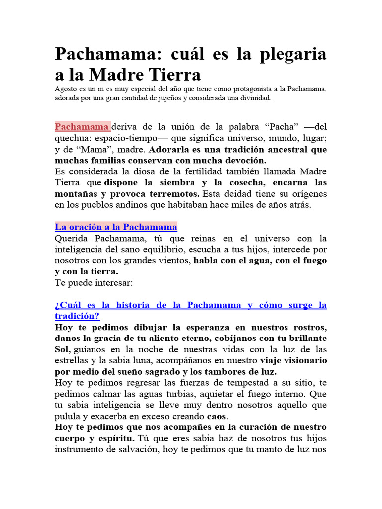 Ritual A La Pachamama 2024 | PDF