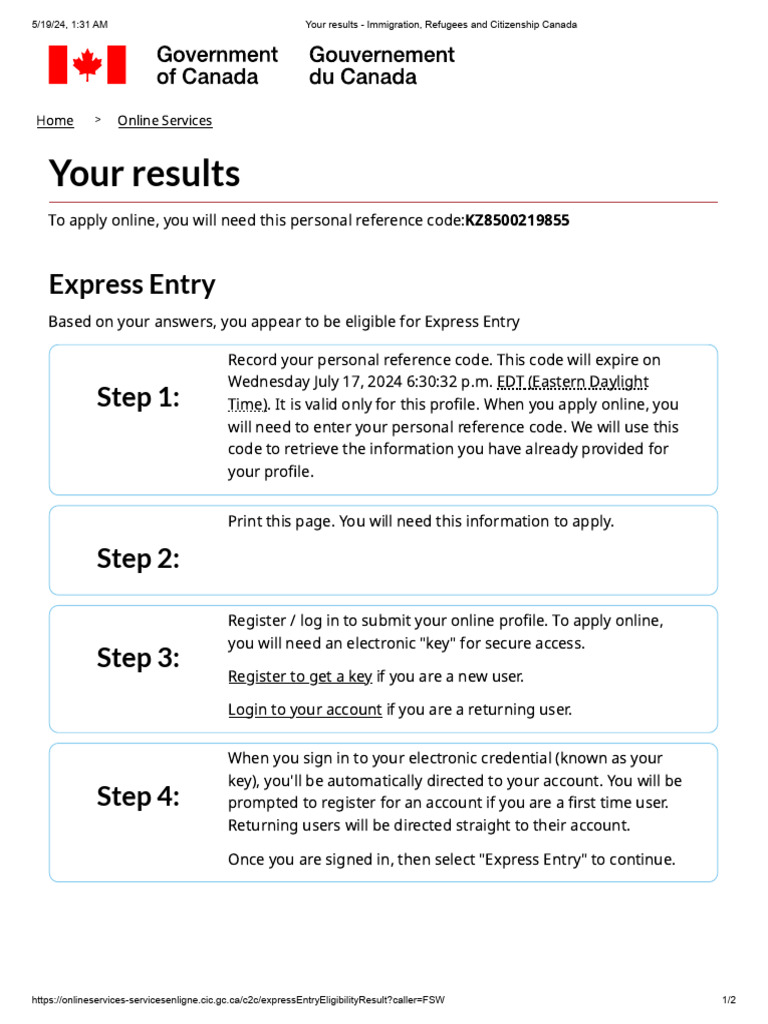 Your Results - Immigration, Refugees and Citizenship Canada | PDF ...