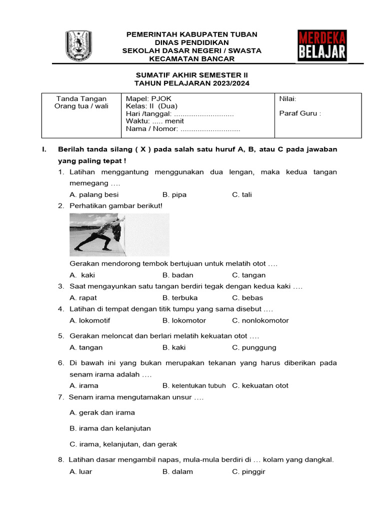 Soal Sas Pjok Kelas 2 Semester 2 | PDF