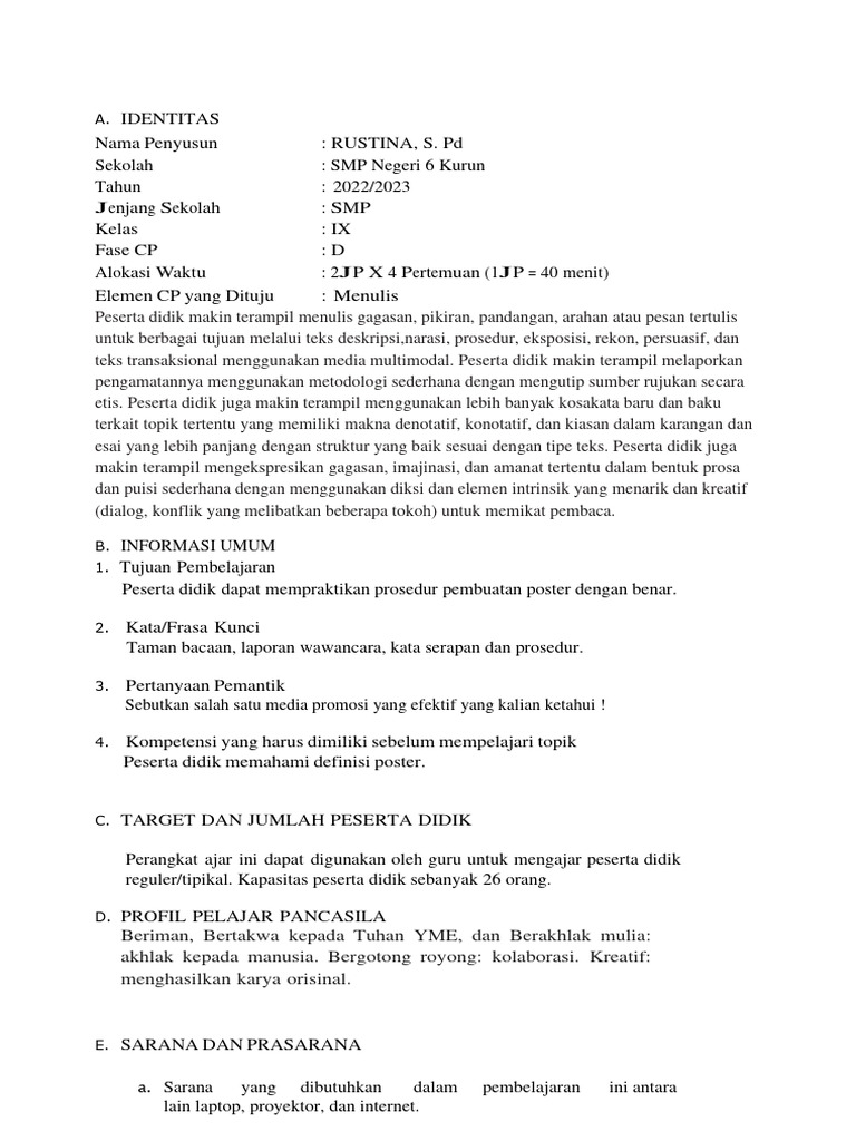 Prosedur Membuat Poster Promosi TBM | PDF | Karier & Perkembangan | Seni