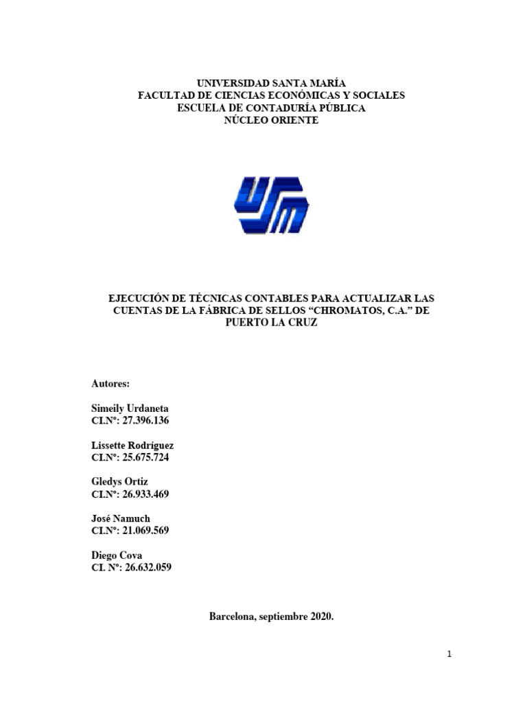 Técnicas Contables en Chromatos, C.A. | PDF | Negocios | Finanzas y dinero