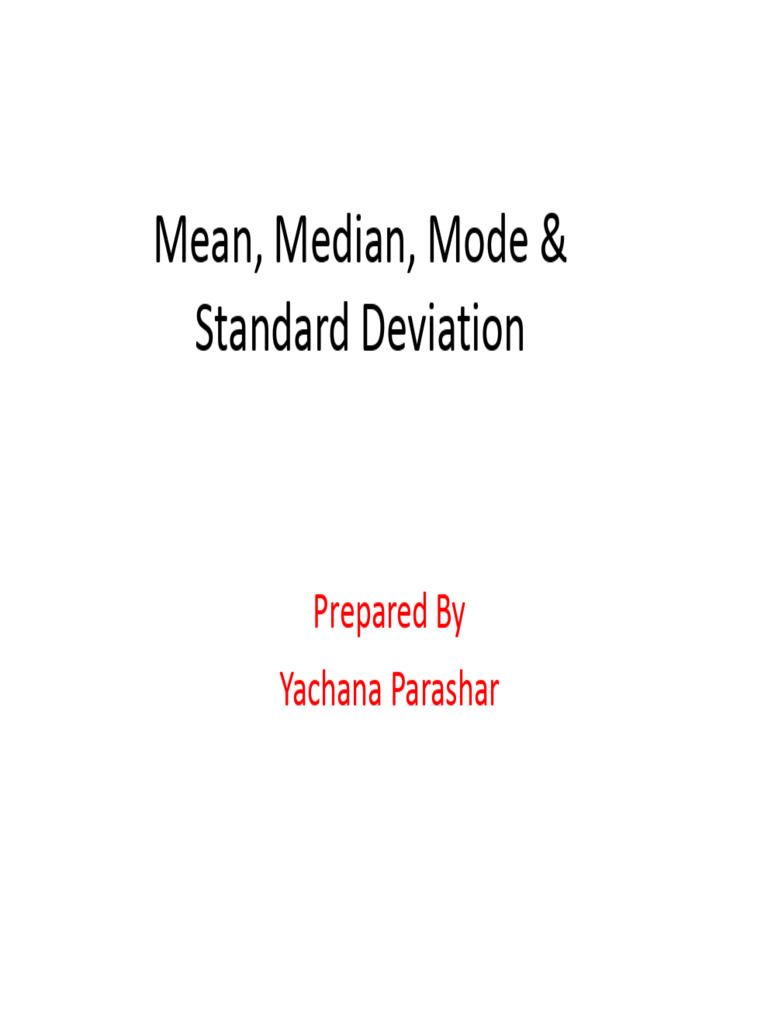 Mean Median, Mode & SD | PDF | Mean | Mode (Statistics)