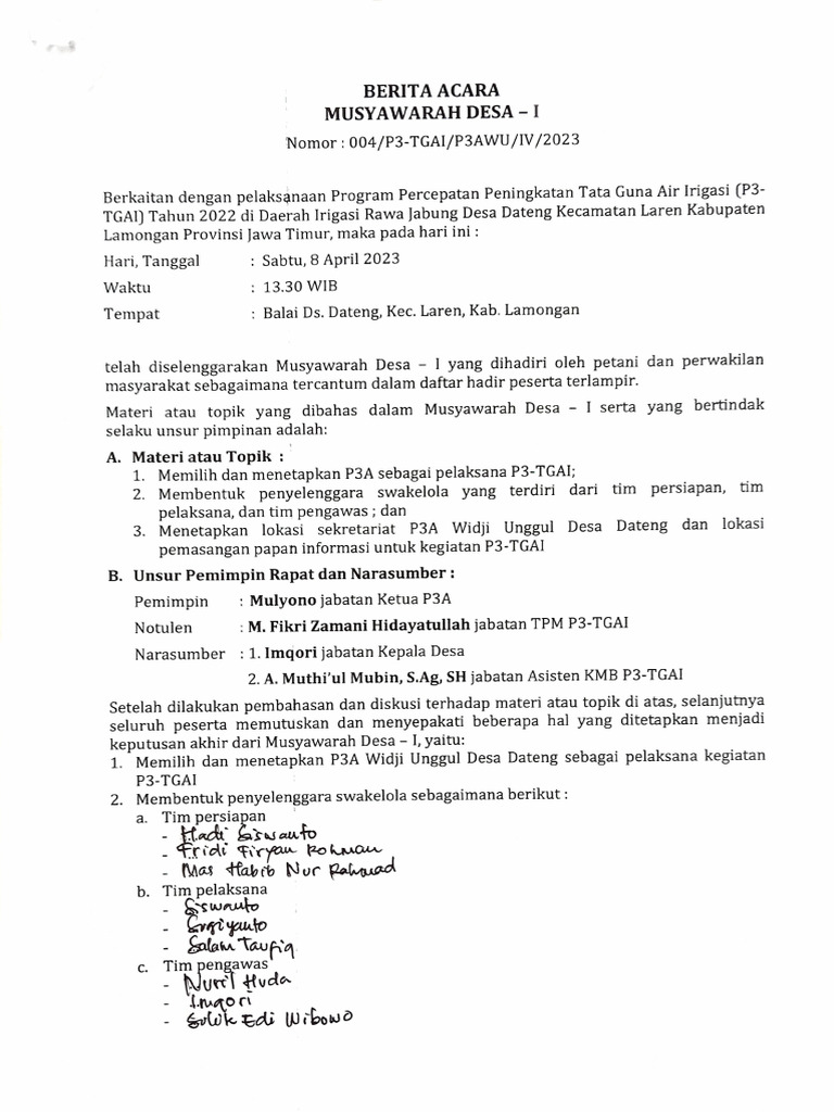 Dateng Musdes 1 | PDF