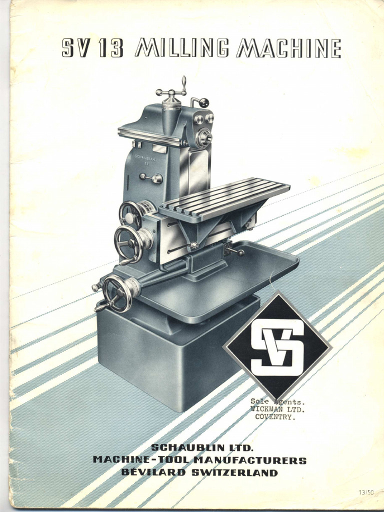 Schaublin 13 Milling Machine Overview | PDF