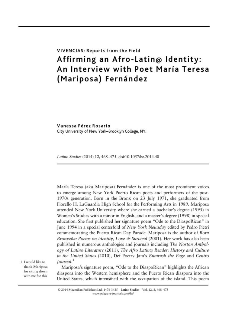 Afro-Latin@ Identity in Poetry Interview | PDF | Social Science