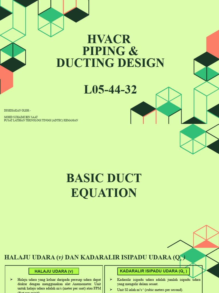 HVACR Ducting Design - Basic Duct Equation | PDF