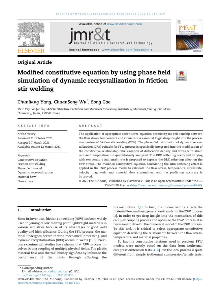 Modified Constitutive Equation by Using Phase Field Simulation of Dynamic Recrystallization in ...