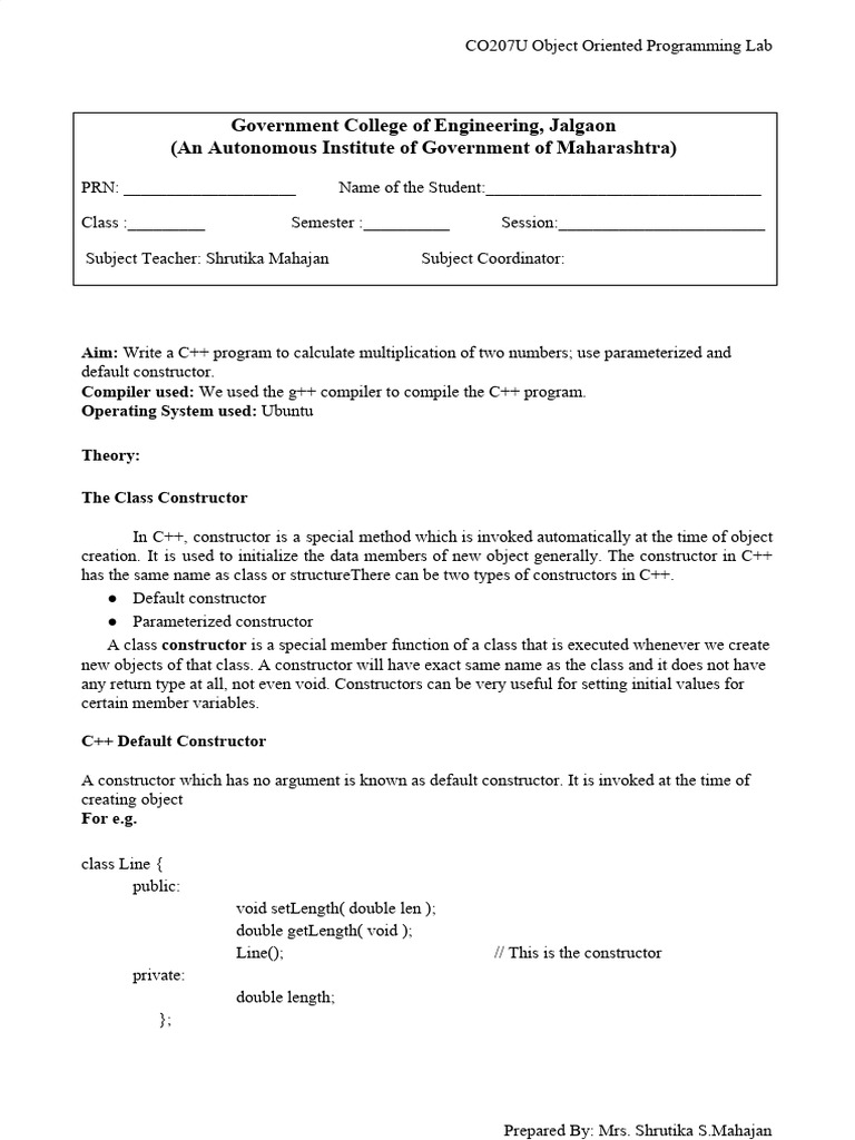 Practical 2 Constructor Pdf Programming Constructor Object