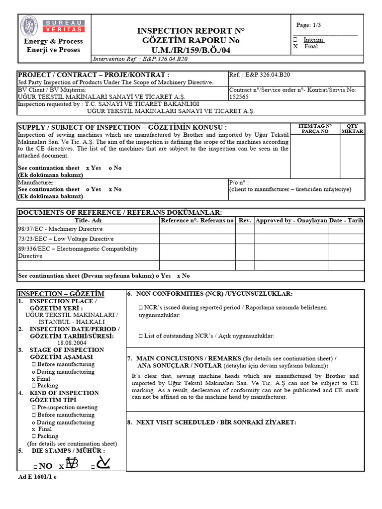 U.M._IR_159_B.™._04 - inspection report sample (2) | PDF