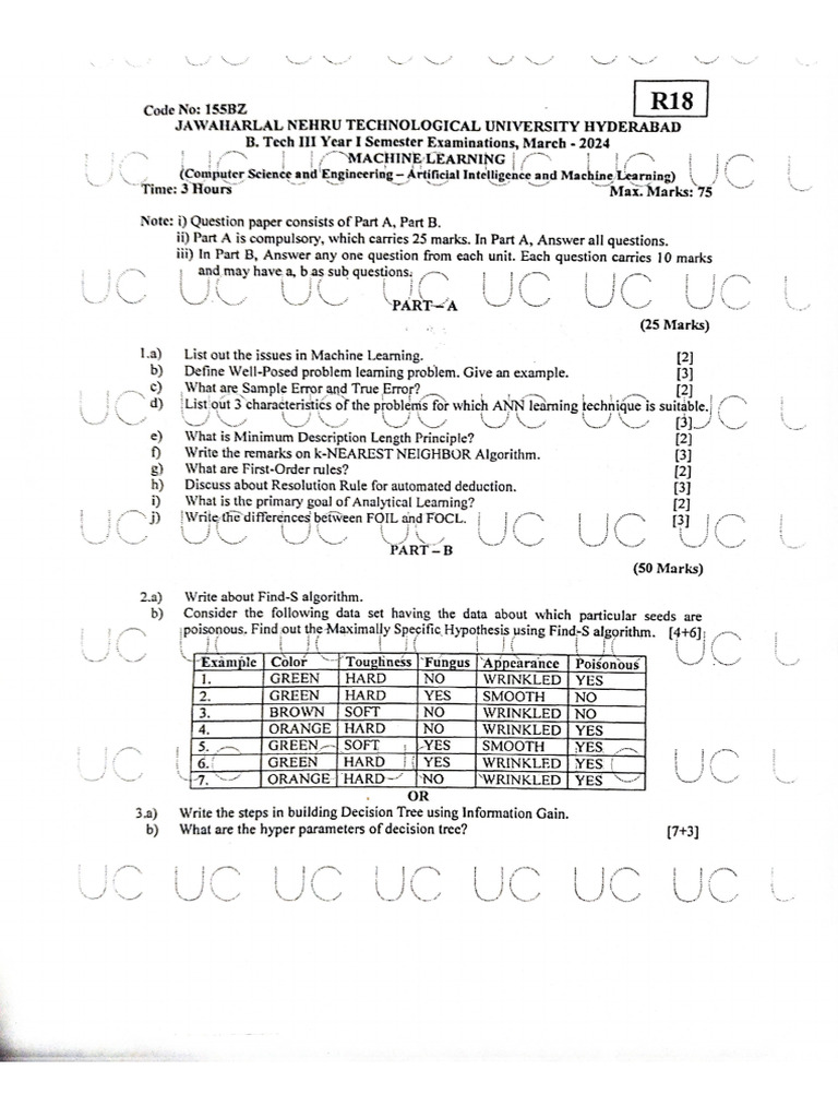 ML Question Paper | PDF