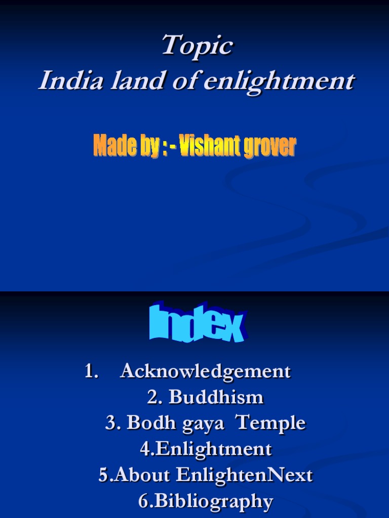 India Land of Enlightment | PDF | Enlightenment In Buddhism | Indian ...