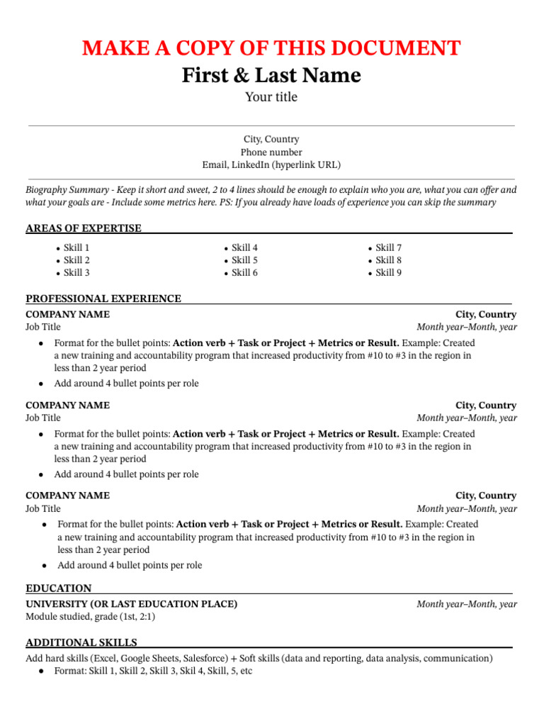 Recent Graduate CV Template Guide | PDF | Linked In | Business