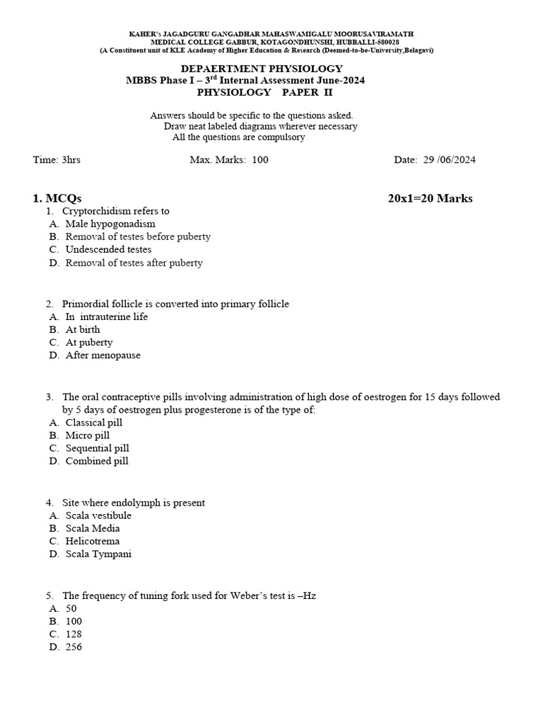 3rd IA Physiology Paper II | PDF | Muscle | Skeletal Muscle