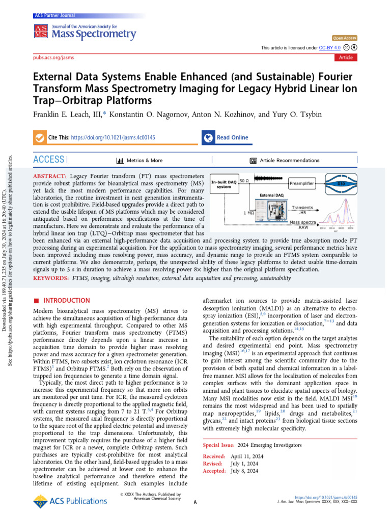 Leach Et Al 2024 External Data Systems Enable Enhanced (And Sustainable) Fourier Transform Mass ...