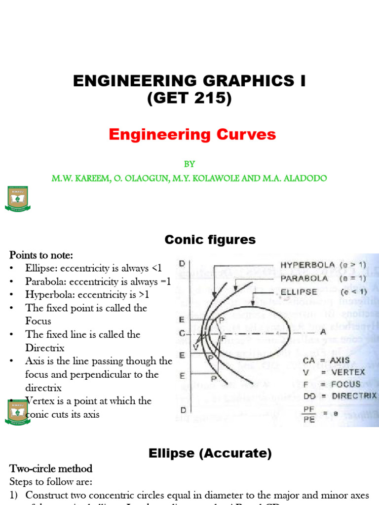 Engineering Graphics: Conic Sections | PDF | Ellipse | Perpendicular