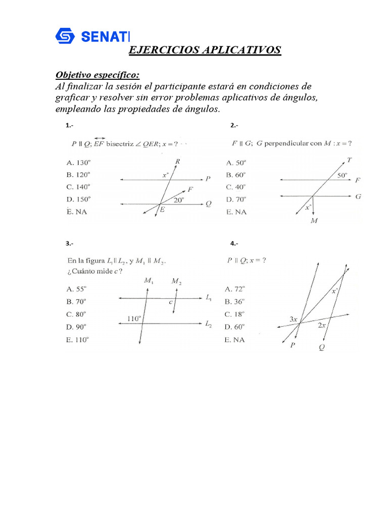 EJER. APLIC. Ángulos | PDF