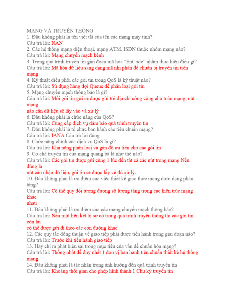 5. Mạng Và Truyền Thông - IT11.055 | PDF