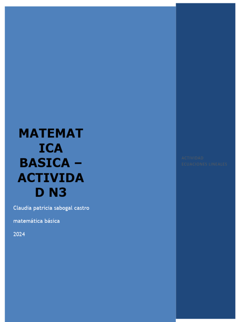 Matematica Basica - Actividad N3 | PDF | Ecuaciones | Análisis matemático