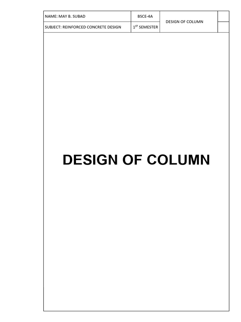 Column Design in Reinforced Concrete | PDF | Column | Truss