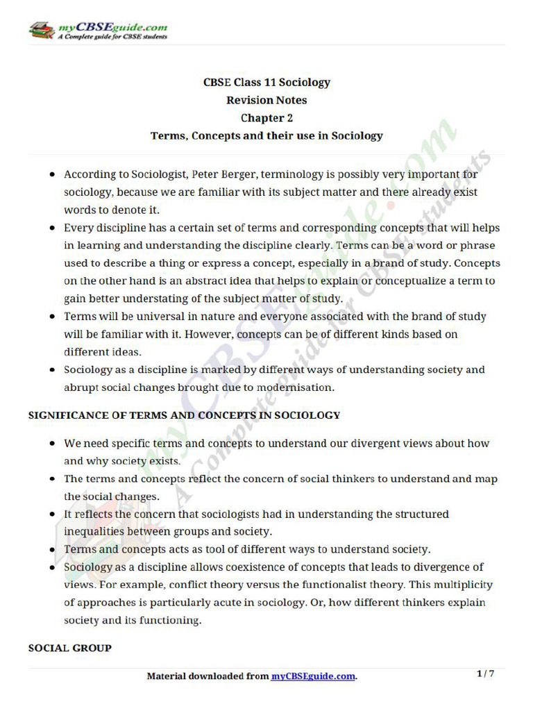 11 Sociology Notes ch2 | PDF
