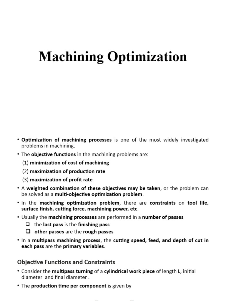 Machining Optimization Pdf Machining Mathematical Optimization