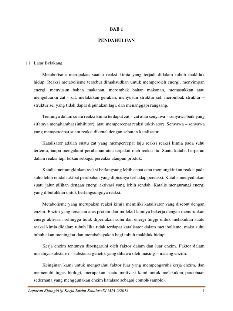 Laporan Praktikum Enzim Katalase | PDF | Sains & Matematika