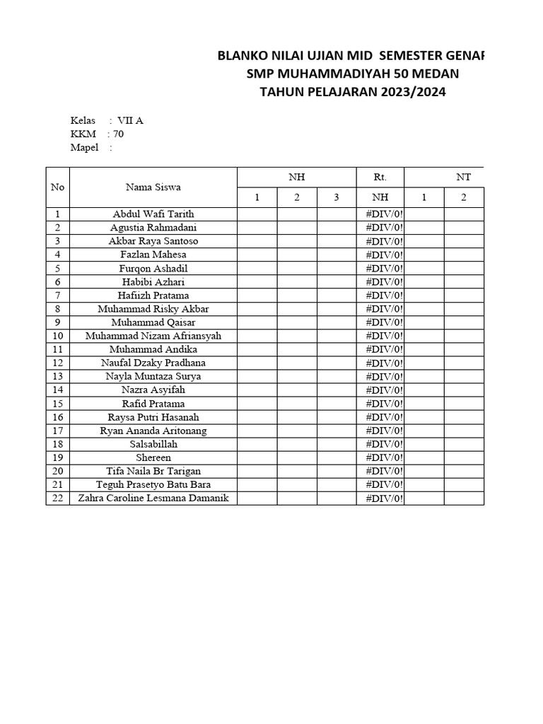 Blanko Nilai | PDF