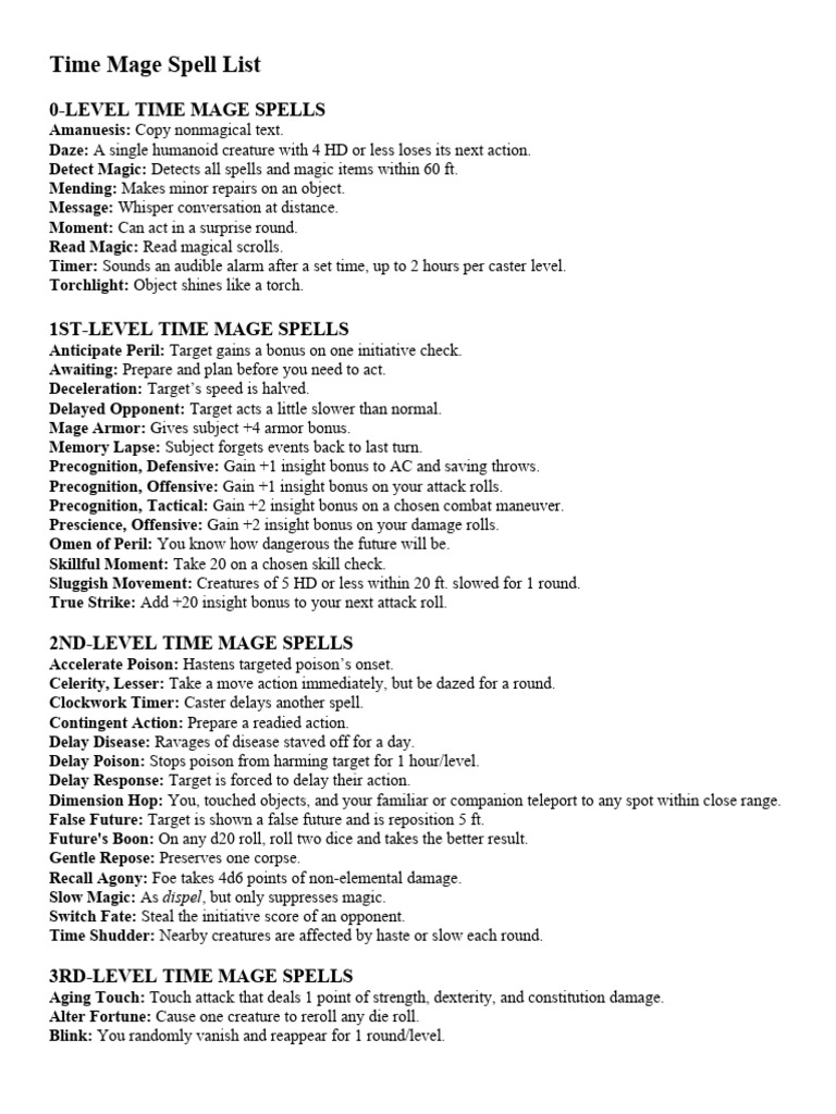 Time_Mage_Spell_List | PDF